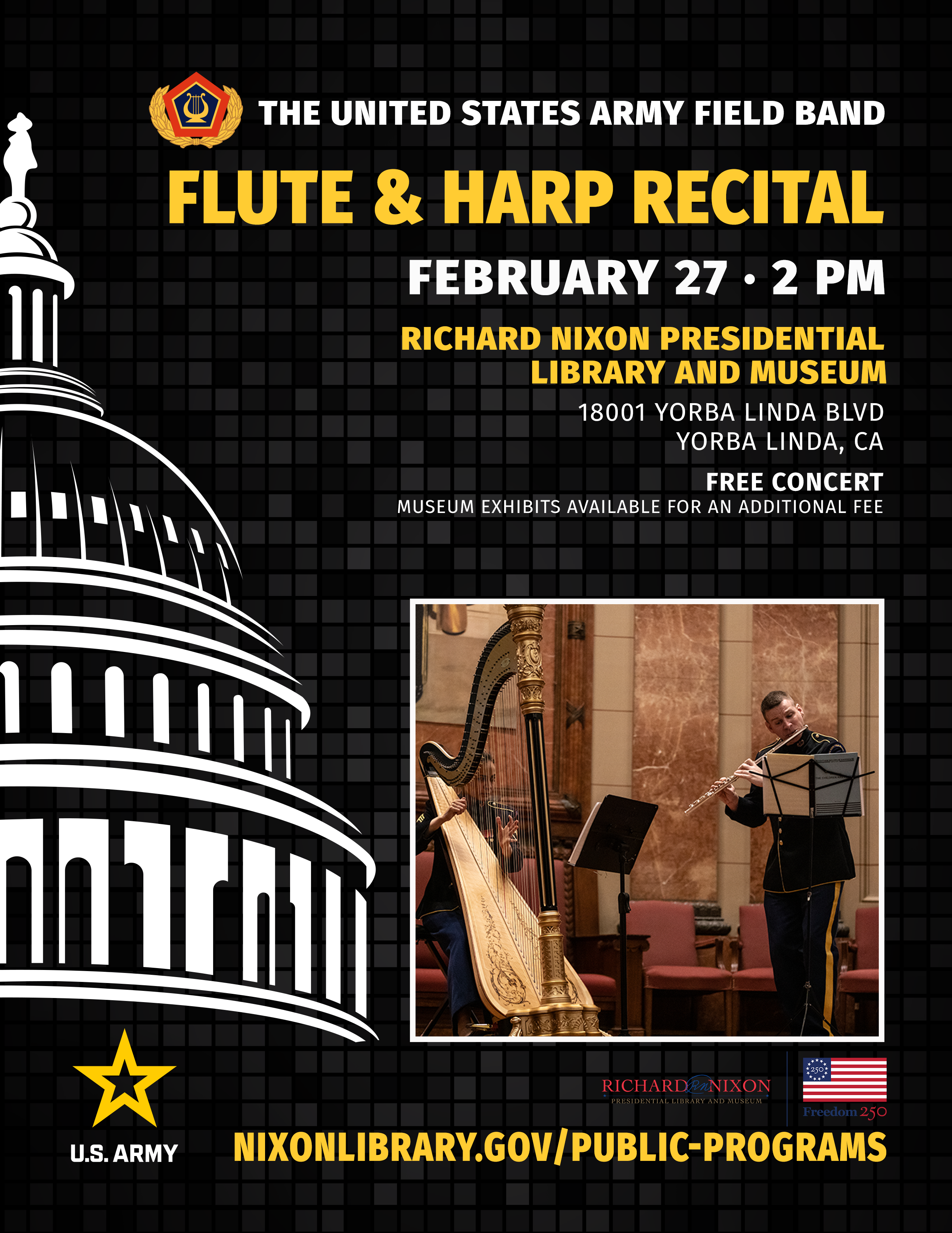 Us Army Field Band Flute And Harp Recital Richard Nixon Museum And Library